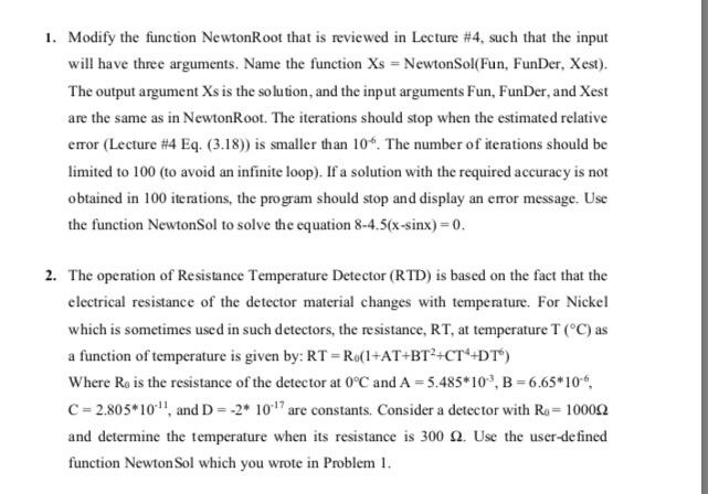 Solved 1. Modify the function NewtonRoot that is reviewed in | Chegg.com
