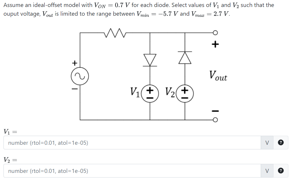 Solved Assume an ideal-offset model with VON=0.7 V for each | Chegg.com