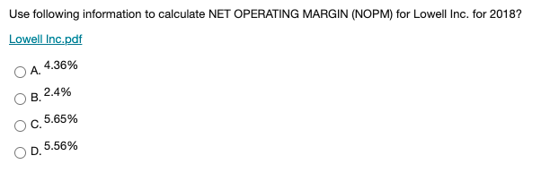 Solved Use following information to calculate NET OPERATING | Chegg.com