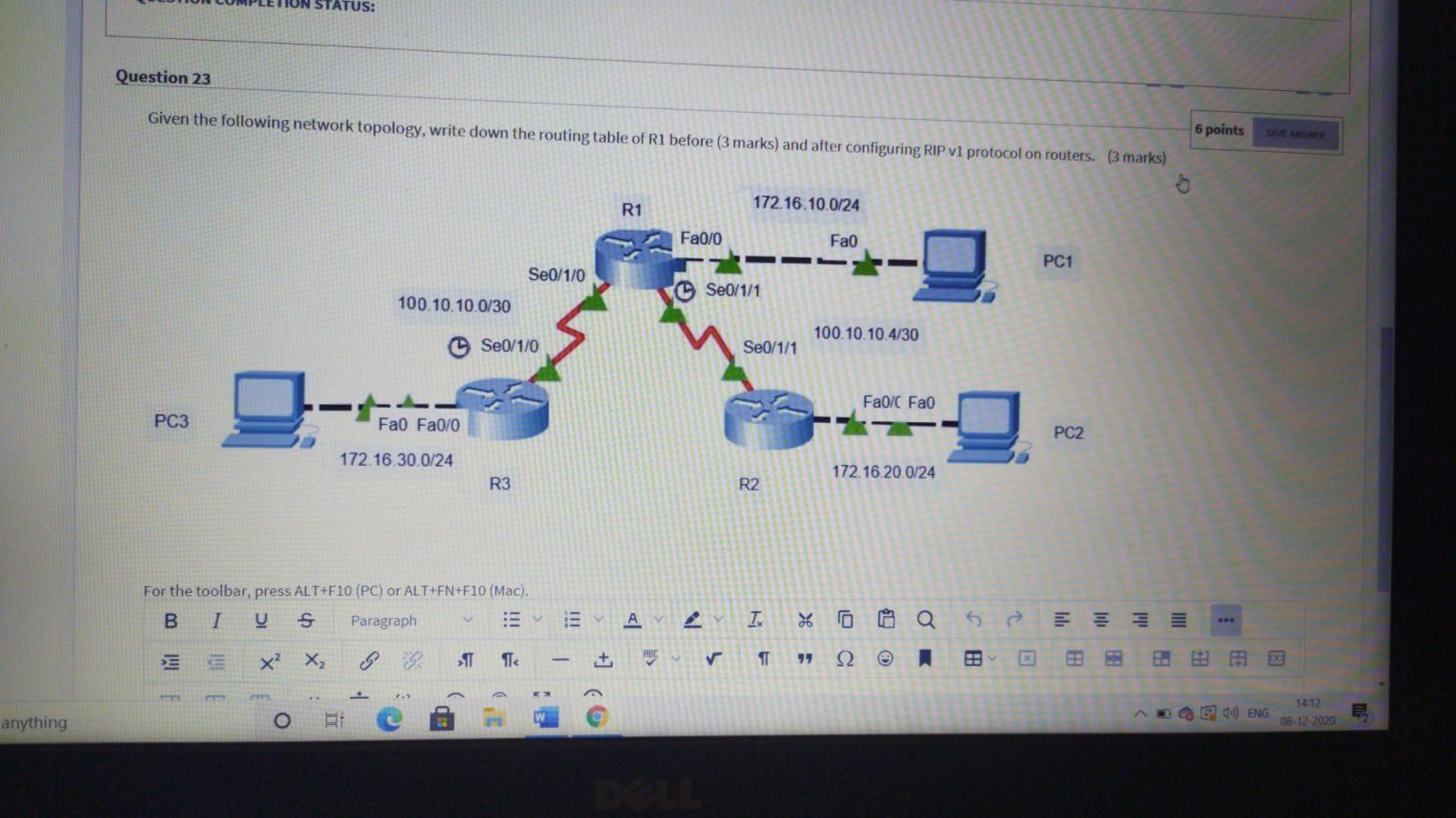 STATUS: Question 23 Given the following network | Chegg.com