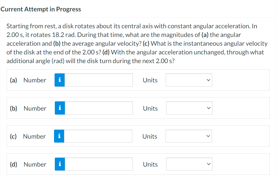 Solved Current Attempt in ProgressStarting from rest, a disk | Chegg.com