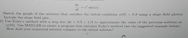 Solved My question is not to solve this using eulers method | Chegg.com