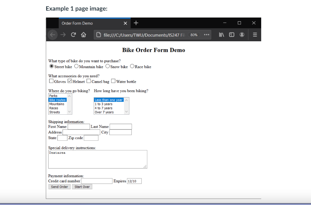 Solved HTML Forms and Tables Please use HTML to create a | Chegg.com