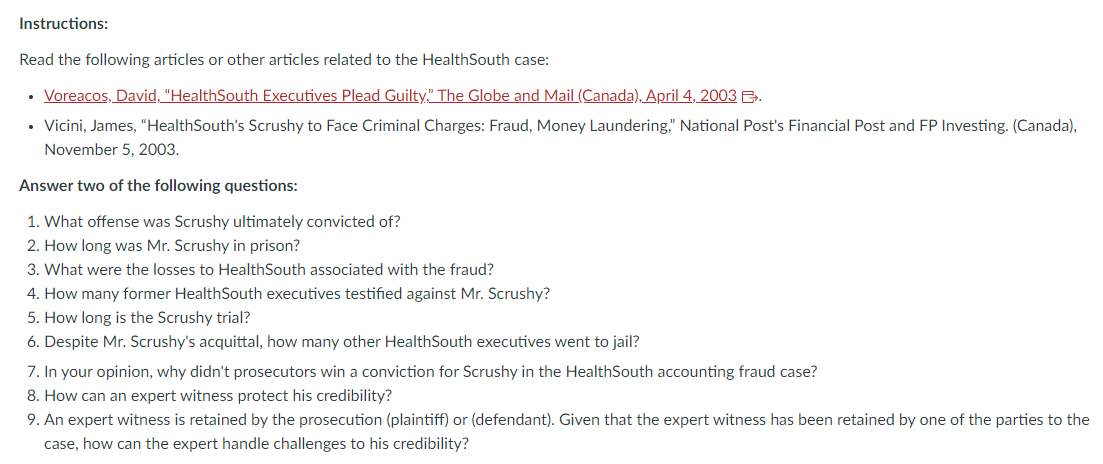 Solved Instructions:Read the following articles or other | Chegg.com