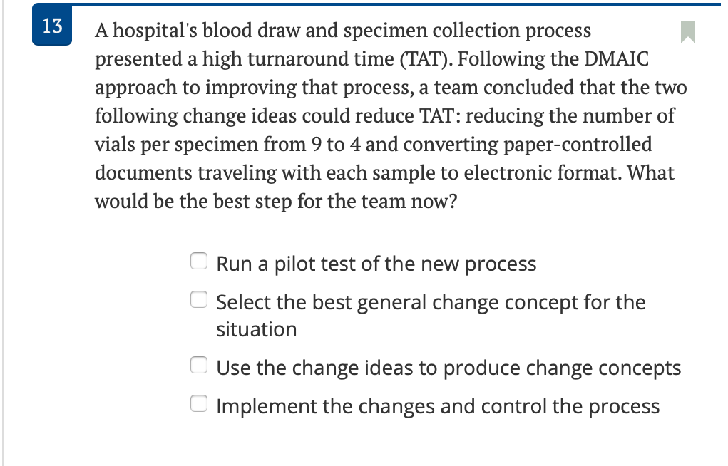 Solved A hospital's blood draw and specimen collection | Chegg.com
