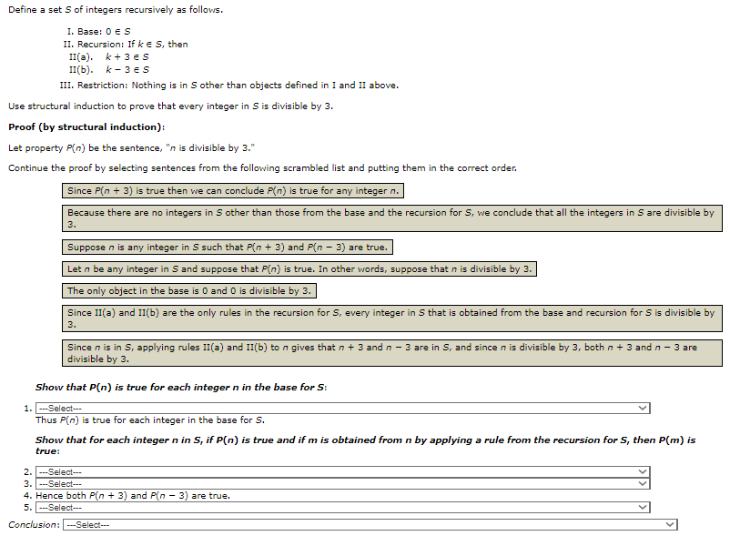 Solved Define a set of integers recursively as follows. 1. | Chegg.com