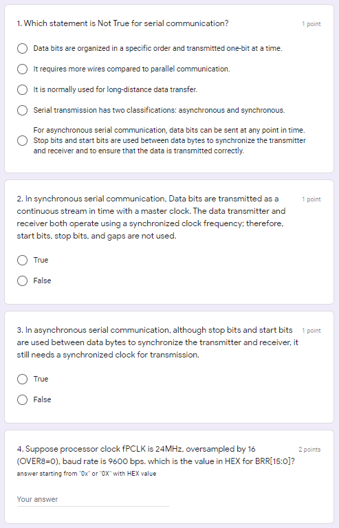 Solved 1. Which statement is Not True for serial | Chegg.com