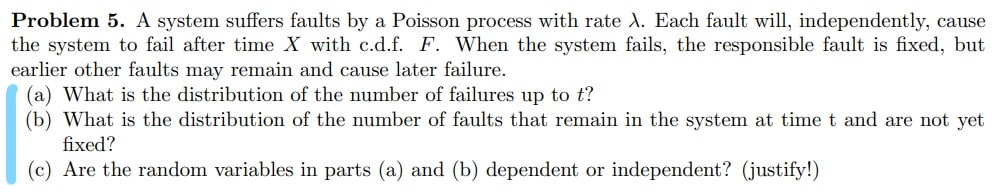 Solved Problem 5. A system suffers faults by a Poisson | Chegg.com