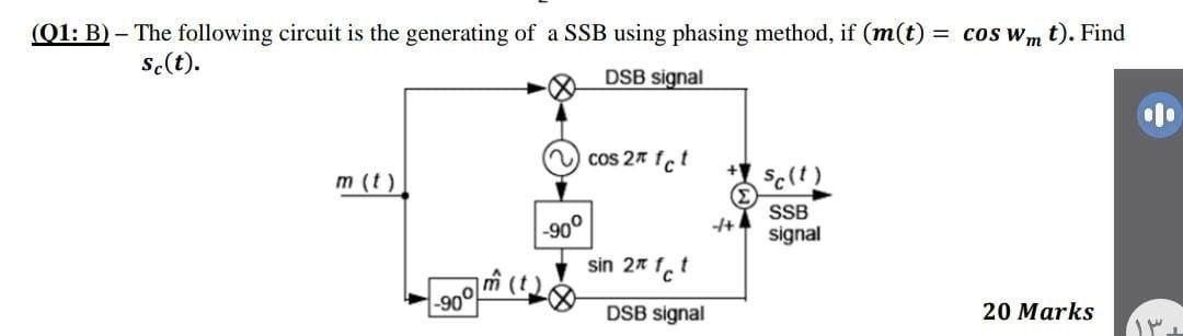Solved (01: B) – The following circuit is the generating of | Chegg.com