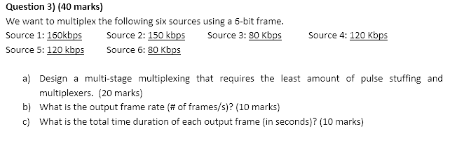 Solved Question 3) (40 marks) We want to multiplex the | Chegg.com