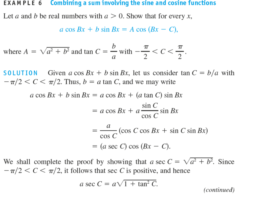 Solved EXAMPLE 6 Combining a sum involving the sine and | Chegg.com