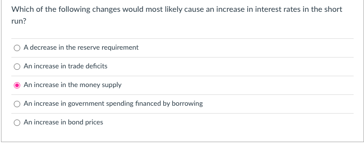 Solved Which of the following changes would most likely | Chegg.com