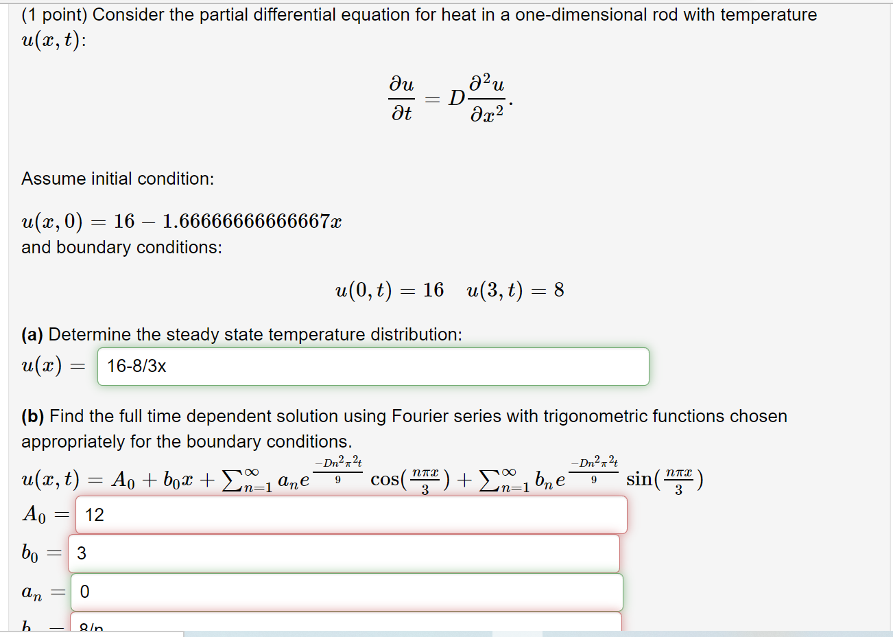 Solved (1 point) Consider the partial differential equation | Chegg.com