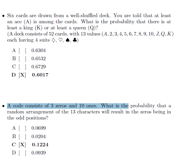 Solved Six cards are drawn from a well-shuffled deck. You | Chegg.com
