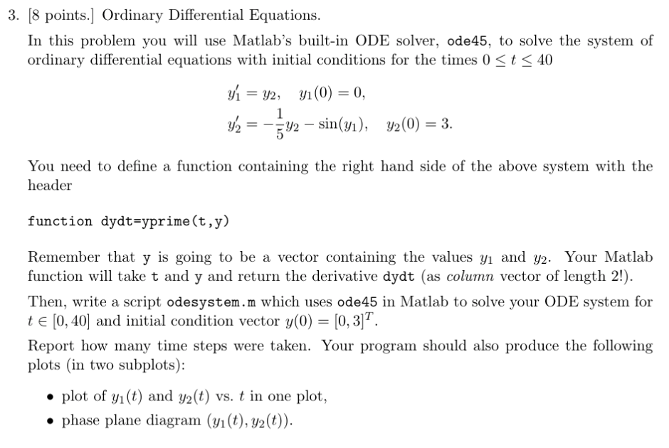 Solved [8 points.] Ordinary Differential Equations. In this | Chegg.com