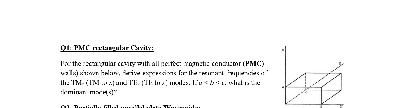 Q1: PMC ﻿rectangular Cavity:For the rectangular | Chegg.com