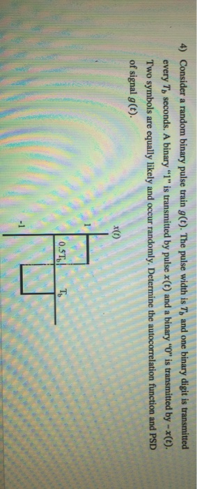 Solved Consider a random binary pulse train g(t). The pulse | Chegg.com