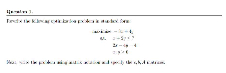 Solved Rewrite the following optimization problem in | Chegg.com