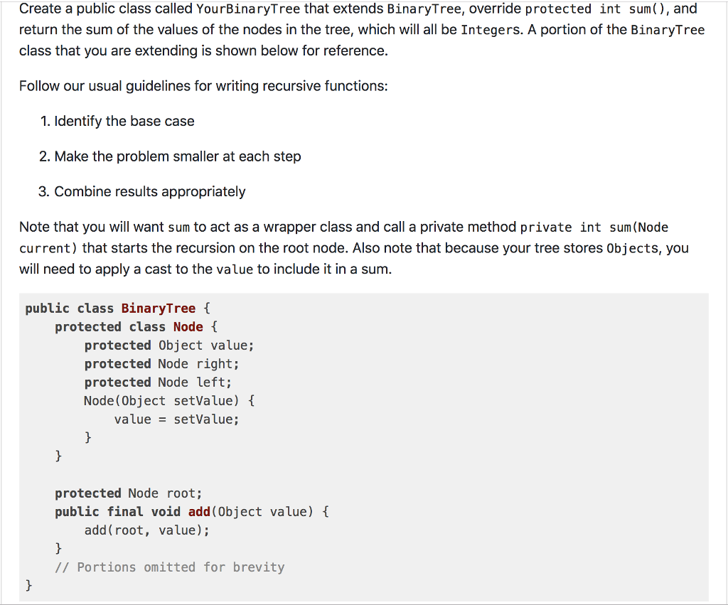 Solved Create A Public Class Called Yourbinarytree That