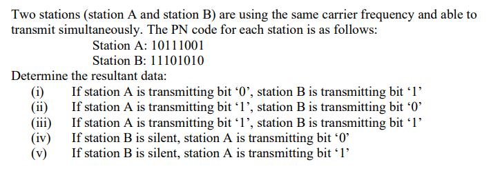 Solved Two stations (station A and station B) are using the | Chegg.com