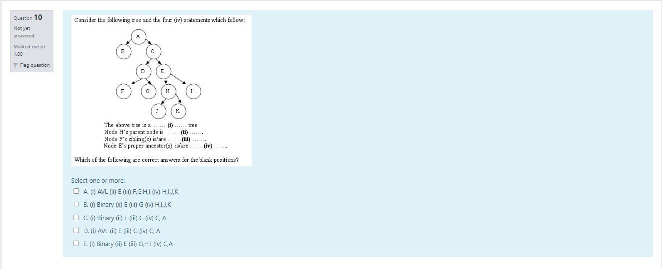 Solved Consider the following tree and the four (iv) | Chegg.com