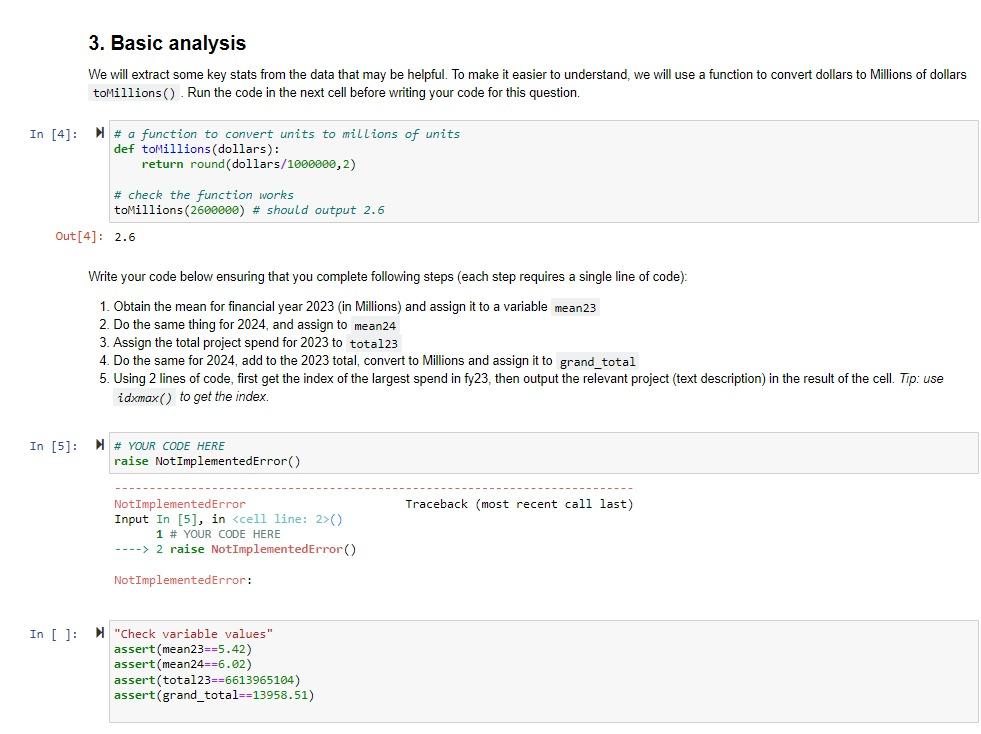 3. Basic analysis We will extract some key stats from | Chegg.com