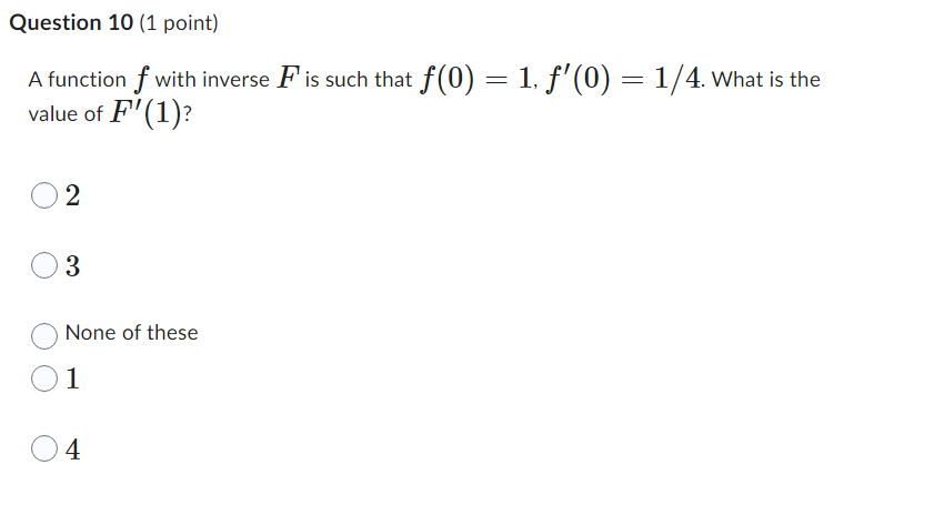 Solved A function f with inverse F is such that | Chegg.com