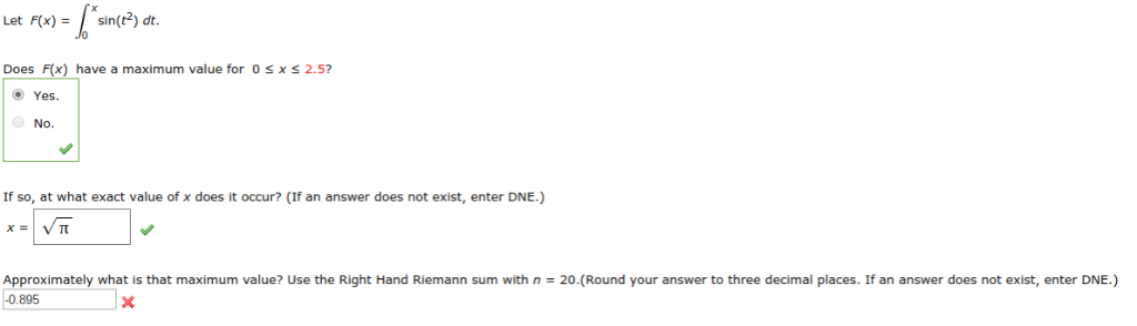 Solved Let F(x) sin(t2) dt. Does Flx) have a maximum value | Chegg.com
