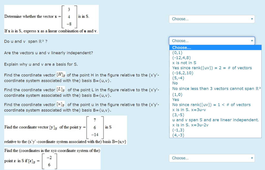 Solved -1 -? Let u 2 and let S 1 span{u, v} -2 1 as shown in | Chegg.com