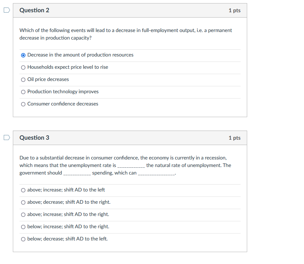 Solved Which Of The Following Events Will Lead To A Decrease Chegg