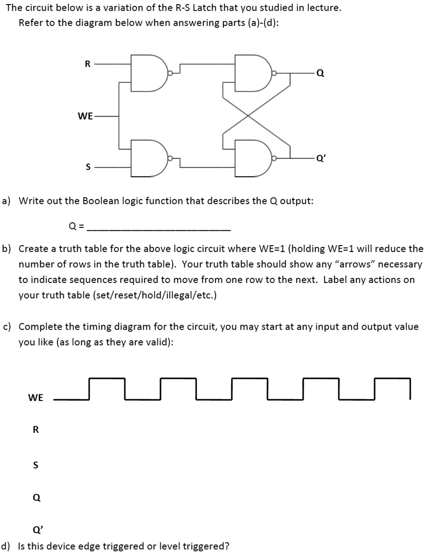 The circuit below is a variation of the R-S Latch | Chegg.com