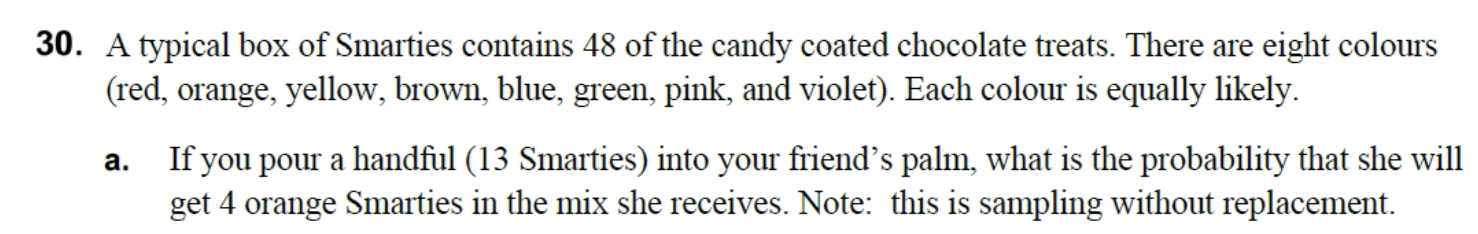 Solved 30. A typical box of Smarties contains 48 of the | Chegg.com