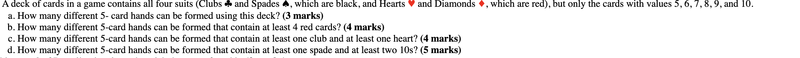 Solved A deck of cards in a game contains all four suits | Chegg.com