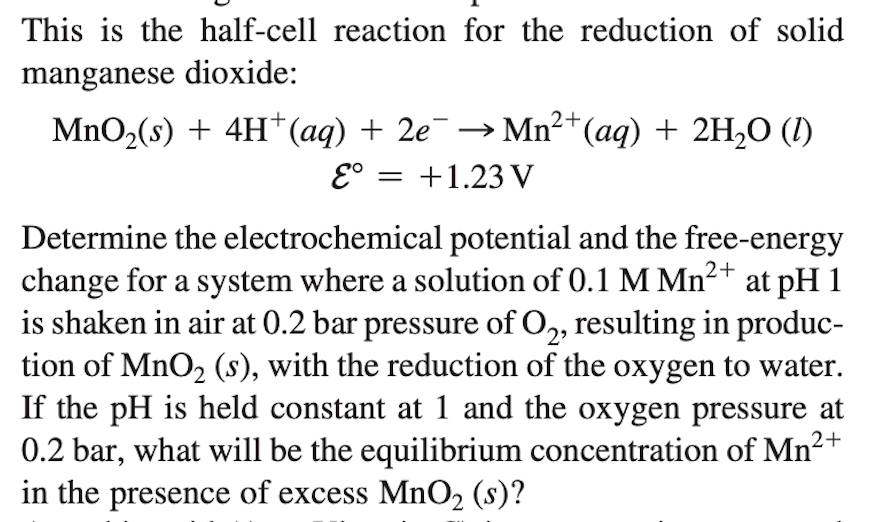 Solved This is the half-cell reaction for the reduction of | Chegg.com
