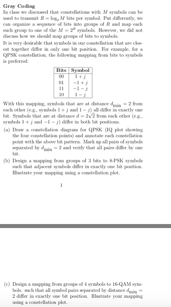 Solved Gray Coding In class we discussed that constellations | Chegg.com
