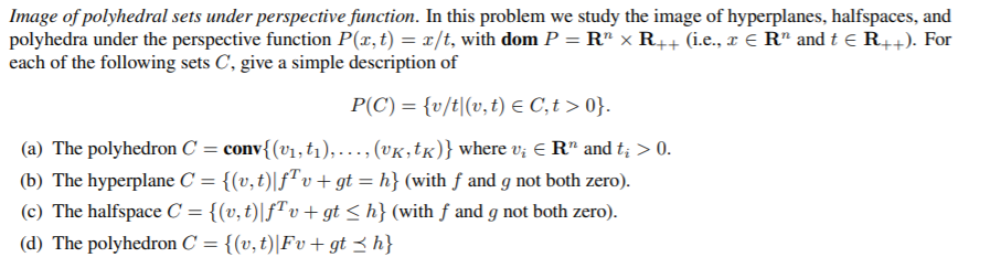 Image of polyhedral sets under perspective function. | Chegg.com
