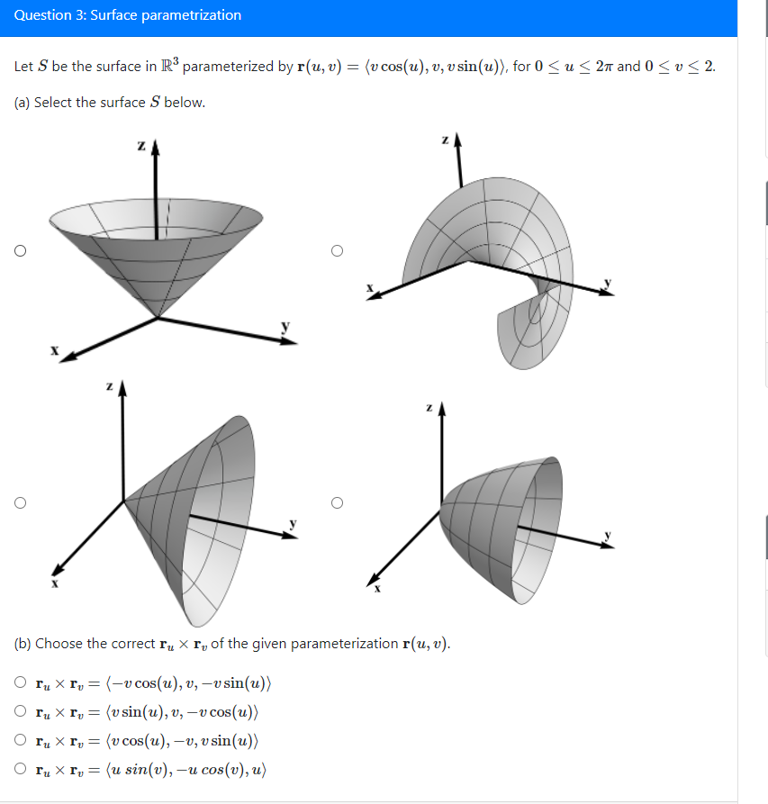 Solved Question 3: Surface parametrization Let S be the | Chegg.com