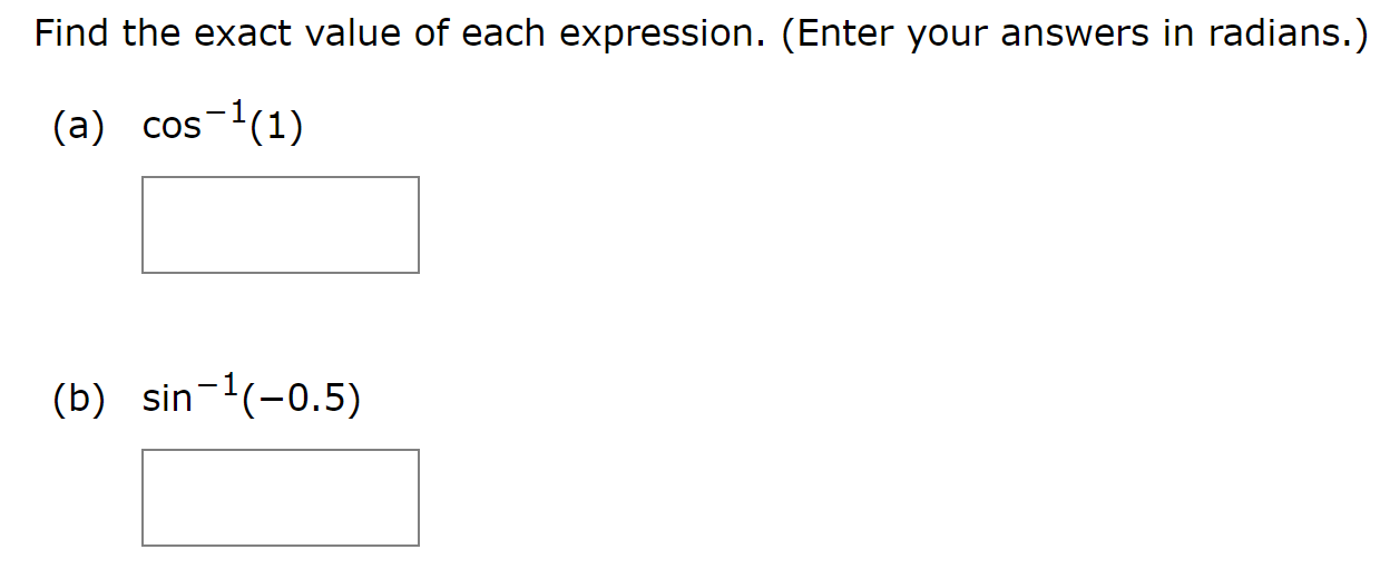 Solved Find the exact value of each expression. (Enter your | Chegg.com
