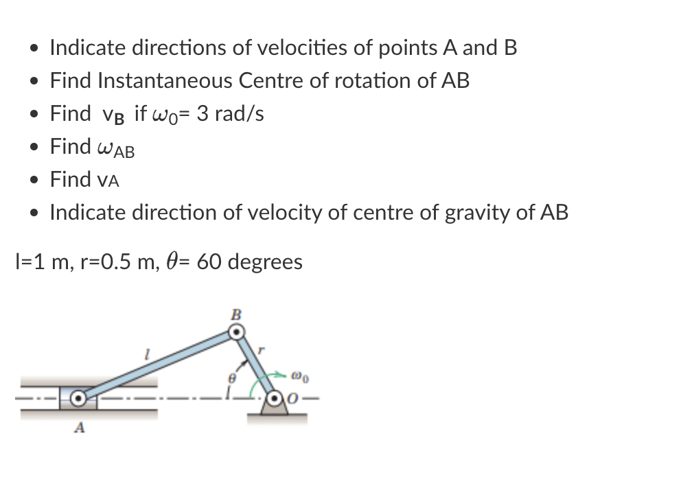 [Solved]: - Indicate directions of velocities of points A