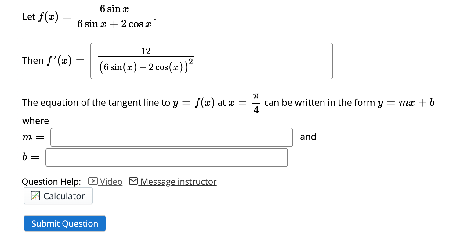 Solved Let f(x)=6sinx+2cosx6sinx Then | Chegg.com