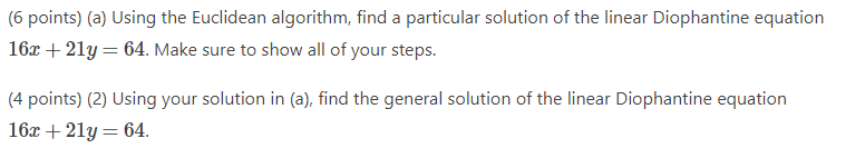 Solved (6 points) (a) Using the Euclidean algorithm, find a | Chegg.com