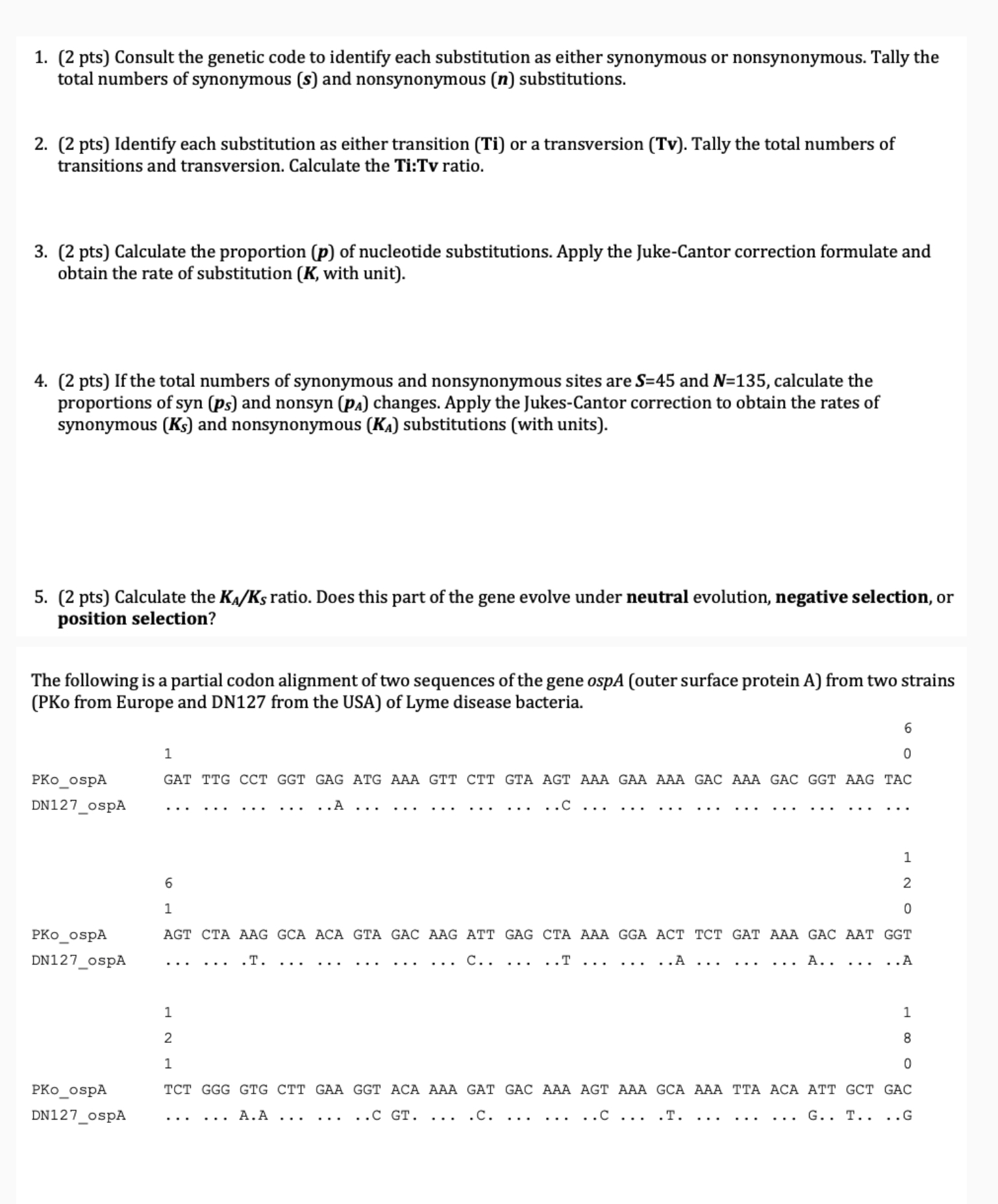 Solved (2 ﻿pts) ﻿Consult the genetic code to identify each | Chegg.com