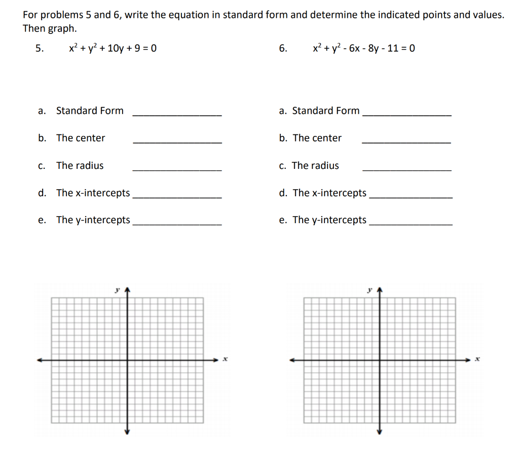 Solved For Problems 5 And 6 Write The Equation In Standard Chegg