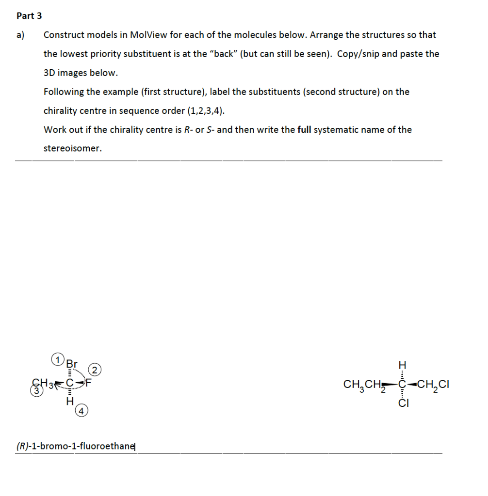 Solved Part 3 a) Construct models in MolView for each of the | Chegg.com