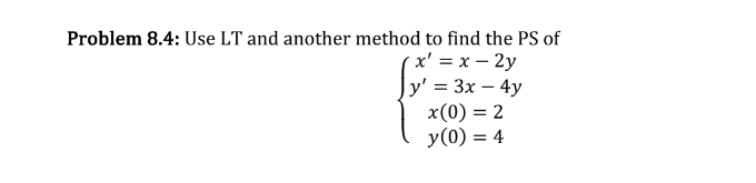 Solved Problem 8.4: Use LT and another method to find the PS | Chegg.com