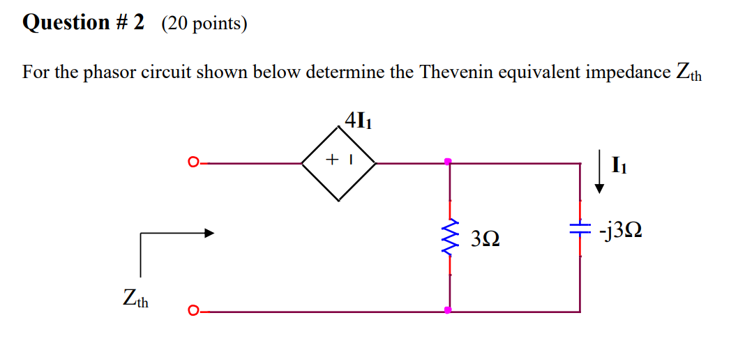 [Solved]: For the phasor circuit shown below determine the