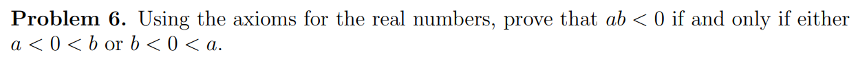 Solved Problem 6. Using the axioms for the real numbers, | Chegg.com