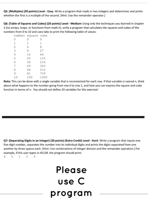 Solved Q5 Multiples 20 Points Level Easy Write A 