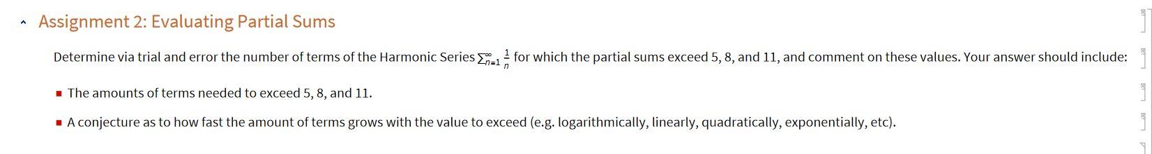 Solved - Assignment 2: Evaluating Partial Sums Determine via | Chegg.com