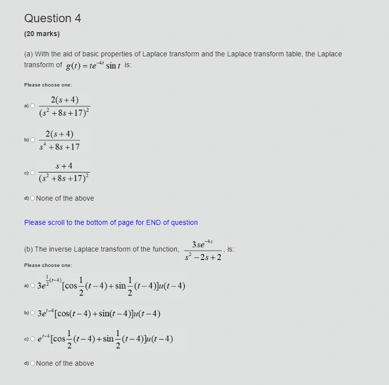 Solved (a) With the aid of basic properties of Laplace | Chegg.com